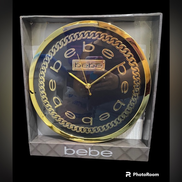 bebe | Wall Decor | Nwtblack Gold Bebe Wall Clock | Poshmark